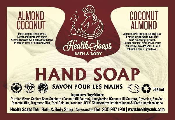 Almond Coconut Hand Soap with pump 500ml | Health Soaps Bath & Body